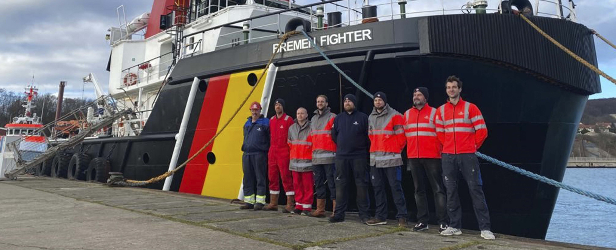 The BREMEN FIGHTER is sporting the colors of the German Coast Guard in ...